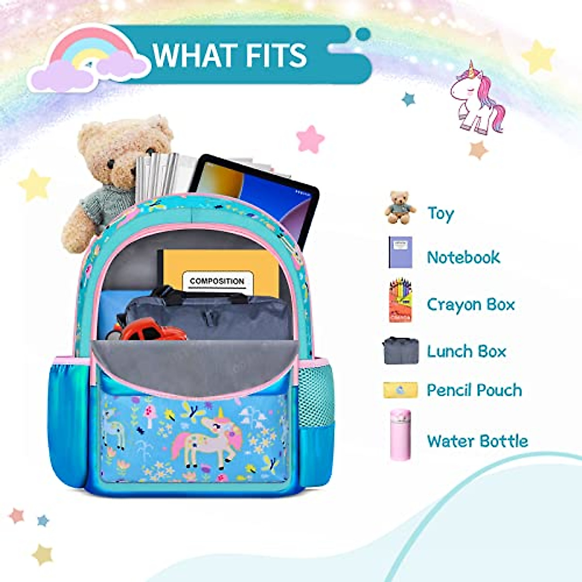 Neragron Toddler Backpack, Preschool Toddler Backpack for Kindergarten Elementary Kids 3-6, Mini Backpacks with Adjustable Padded Shoulder Straps(14 IN