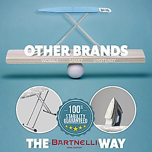Bartnelli Pro Luxury Ironing Board - Extreme Stability | Made in Europe | Steam Iron Rest | Adjustable Height | Foldable | European Made