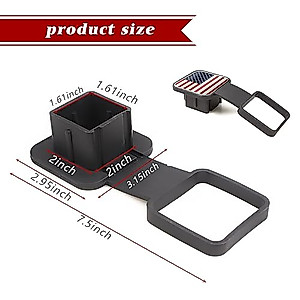 Miytsya 1 PC Trailer Gag Cover Dust Plug, Square 2" Receiver American Flag Protective Cover, Trailer Hitch Cover Pipe Plug Insert, Universal for Most Car Exterior Protective Accessories (Red & Black)