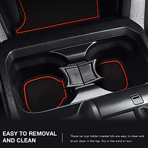 Auovo 18pcs Anti-dust Mats for Toyota Tacoma Accessories 2023 2022 2021 2020 2016 2017 2018 2019 Car Cup Holder Inserts Center Console Door Pocket Liner Premium Custom Interior (Double Cab) (Red)