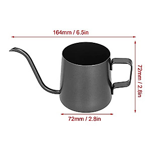 Ikunde 250ml Stainless Steel Hanging Ear Coffee Pot Gooseneck Spout Tea Kettle Pour Over Pot Black