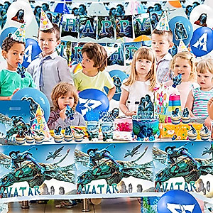 175 PCS Avatar Theme Birthday Party Supplies, Avatar 2 Party Decorations with Happy Birthday Banner, Backdrop, Balloons, Gift Bag, Cake Topper, Plates, Napkins, Tablecloth for Kids Serve 10 Guests