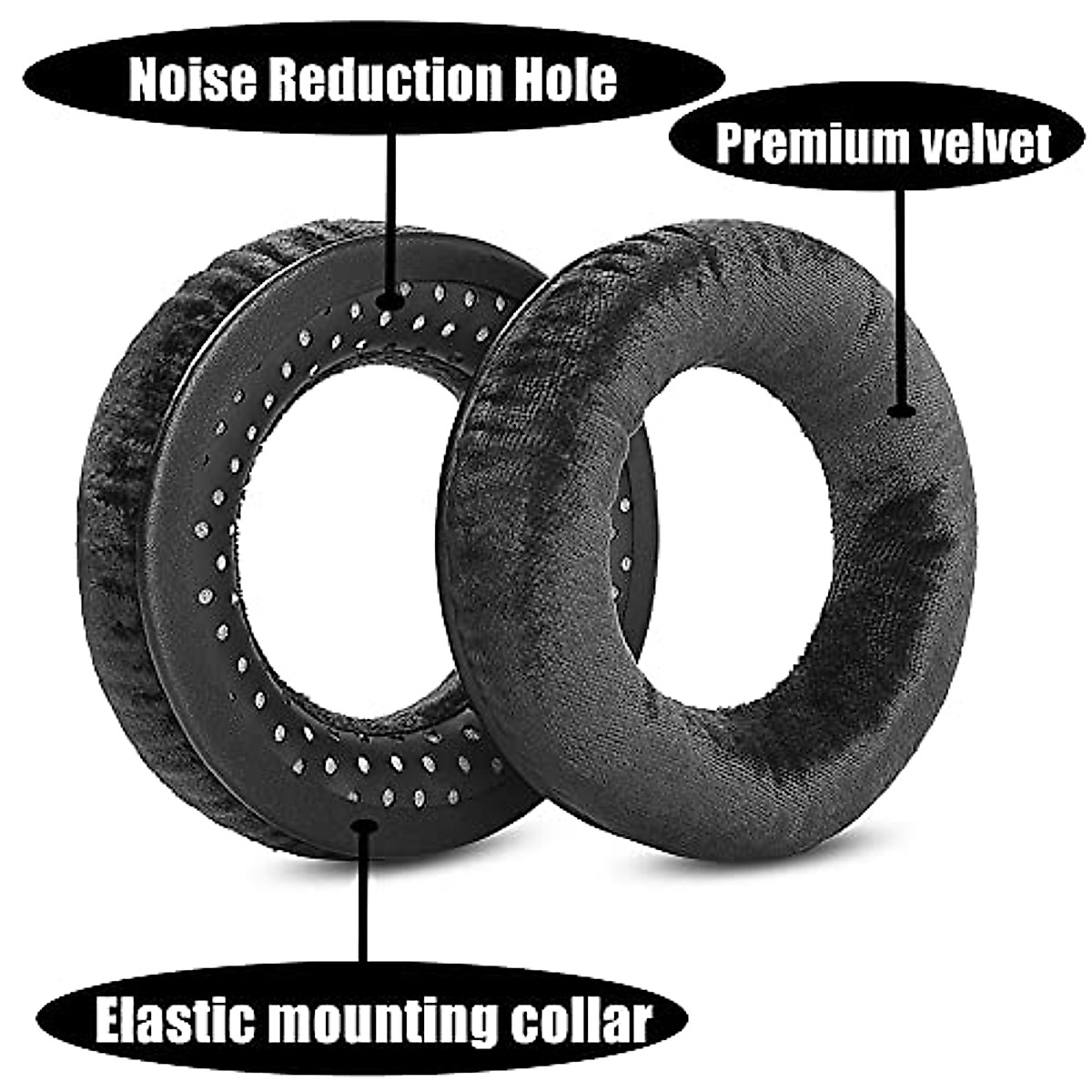 Upgrade Black Velvet Replacement Ear Cushion Earpads Compatible with Beyerdynamic DT990/dt990 pro / DT880 / DT770/PRO Headphones Memory Foam Ear Cups