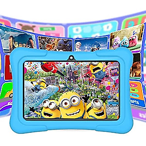 Kids Tablets, 7 inch Tablet for Kids, 32GB ROM, IPS HD Display, Android 11 Quad Core Processor, iWawa Pre Installed with Kid-Proof Case, Bluetooth, Dual Camera (Blue)