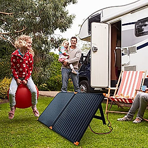 200W Solar Panel Charger with 20A PWM Charger Controller, SAE 8mm DC 5521 Anderson Output IP65 Waterproof Foldable Suitcase with Kickstand Power Emergency for Battery Generator Power Station