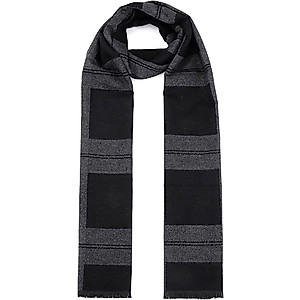 Zando Black Scarf for Men Scarf Winter Soft Scarf Mens Striped Scarf Cotton Scarf Designer Scarf Cashmere Scarves Wrap Scarf Lightweight Scarf Checkered Scarf