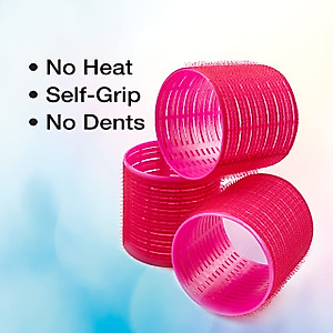 Conair Heatless Curls - Extra Large Hair Rollers - heatless curlers - heatless curls overnight - Velcro Rollers for Hair - Hot Pink - 9 Count w/storage case