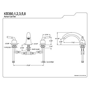 Kingston Brass KB365 Magellan Roman Tub Faucet, Oil Rubbed Bronze,8-Inch Adjustable Center , Oil-Rubbed Bronze