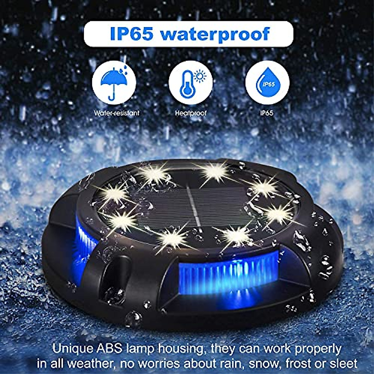 Solar Ground Lights Outdoor 8Pack 8 LED Solar Disk Lights,Solar Disc Lights Outdoor Waterproof,In ground Solar Garden Lights for Pathway Lawn Yard Deck Walkway Driveway(Warm White+Blue light)