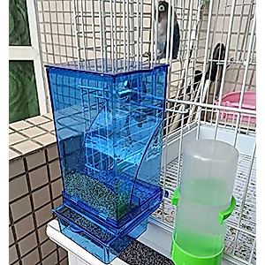 Kathson No-Mess Bird Cage Feeder Automatic Parrot Feeders Seeds Container Acrylic Finch Foraging Feeders Parakeet Food Dispenser Cage Accessories for Small Birds Canary Budgie Lovebirds
