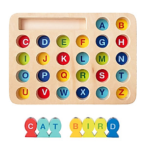 TOOKYLAND Wooden Magnetic Fishing Game - 29pcs - Alphabet and Spelling Educational Sorting Toy for Kids 3 Years Old +