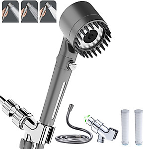 Shower Head with Handheld, Shower Heads High Pressure, High Flow Even with Low Water Pressure-Hand Held Showerhead Set,3 Modes Filtered Showerhead with 59″Replacement Hose/Bracket/Cotton Filters