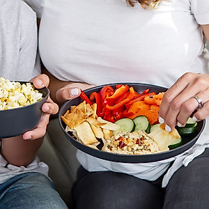 Grow Forward Premium Wheat Straw Plates - 10 Inch Reusable Hard Plastic Dinner Plates Set of 8 - Unbreakable Microwave Safe Plates for Dessert, Camping, RV, Outdoors, Patio, Kitchen Dishes - Moonlight