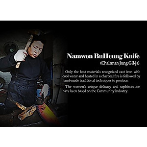 Buheung Rail Forged Cast Iron Kitchen Chef Knife Santoku Handmade 3pcs Gift Set