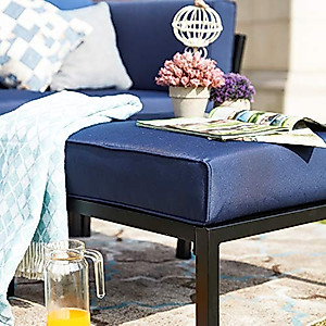 PatioFestival Conversation Set Outdoor Metal Furniture 4 Seats All-Weather Sectional Sofa Set with Cushioned for Garden,Lawn,Pool