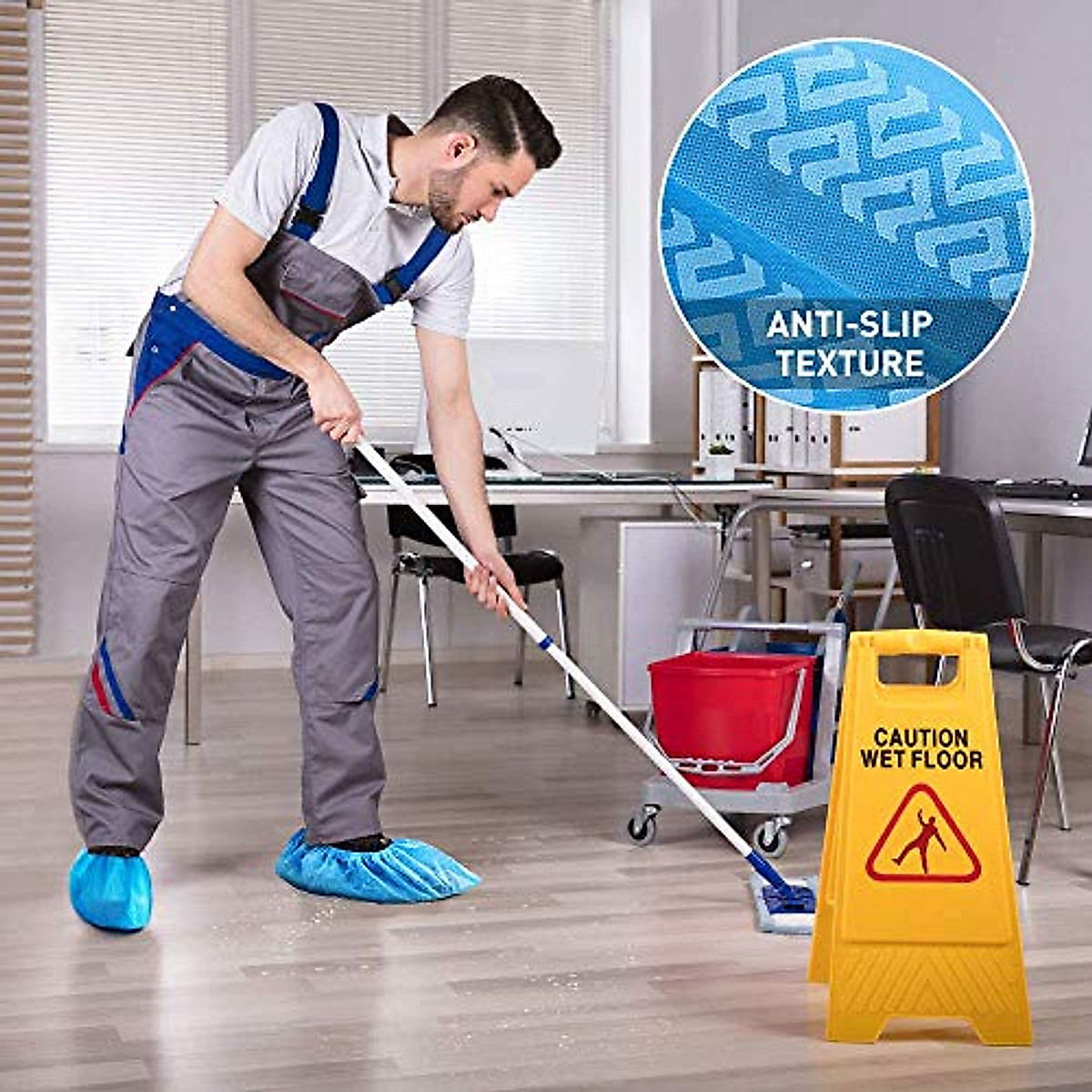 squish Shoe Covers Disposable Non Slip, 100 Pack (50 Pairs) Non Woven Fabric Boot Covers for Indoors Breathable Slip Resistant Durable Boot&Shoes Cover, One Size Fits All