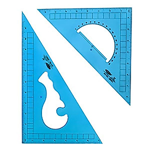 Pack of 2 Large Transparent Triangle Ruler Set Square: 12 Inch- 30/60 Degree & 9 inch 45/90 Degree | Essential for School and Work use (Inch Scale)