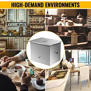 Commercial Grease Trap, Grease Interceptor, Side Inlet Interceptor, Under Sink Stainless Steel Grease Trap, 2.8 GPM Waste Water Oil-Water Separator, for Restaurant Canteen Home Kitchen,25 LB,Silver