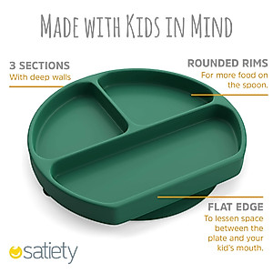 Toddler Plates Suction Plates for Baby Silicone Baby Plates 100% Food-Grade Silicone, First Stage toddler plate with Suction Feeding Supplies for Kids, Microwave & Dishwasher Safe Light Blue