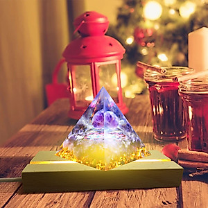 4.33 Inch Rectangle Display Pedestal, Wooden Light Display Stand LED Base Art Lights Display Pedestal Crystal Wood Lighted Base Stand for Crystal Display Glass Art Pedestal Paperweighs (4 Pcs)