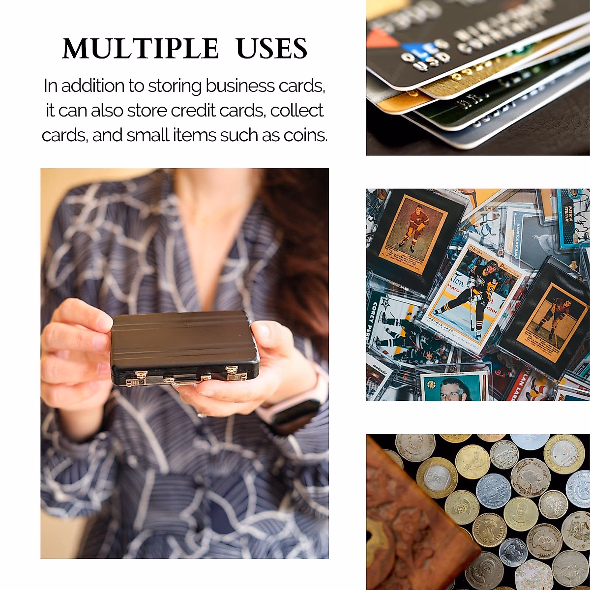 FABMODE 2 Pcs Briefcase Business Card Holder Aluminum Suitcase Credit Cards ID Card Organizer Case Waterproof Christmas Employee Valentine's Day Gifts for Women and Men (1 Memo Clip Included)