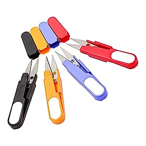 ALIMITOPIA Portable Scissor,Multipurpose U-Type Small Cutter Fishing Thread Yarn Scissor Trimming Nipper with Protective Cover for DIY Crafting Projects(4 Colors)