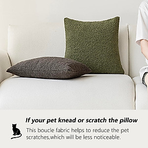 Foindtower Textured Boucle Throw Pillow Covers Accent Solid Pillow Cases Cozy Soft Decorative Couch Cushion Case for Chair Sofa Bedroom Living Room Home Decor, 18 x 18 Inch,Green