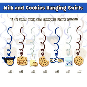 Cookies Milk Birthday Decorations Hanging Swirls, Cookie Happy Birthday Monsters Party Supplies Baby Shower for Kids (24 CT)