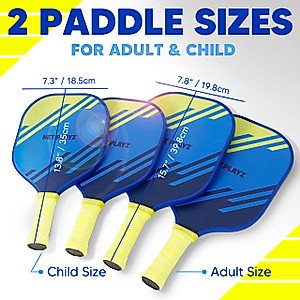 Pickleball Set - Pickleball Paddles Family 4-Pack, USAPA Approved 2 Child-Size & 2 Adult-Size | Family Set for Kids, Parent-Child Adult/Junior,Blue