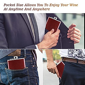 ULTRGEE Hip Flask, Leakproof Flasks [8oz] with 2 Cups & Funnel, Men’s Gift Flask for Whisky Liquor Spirits Adopted Stainless Steel & Brown PU Leather