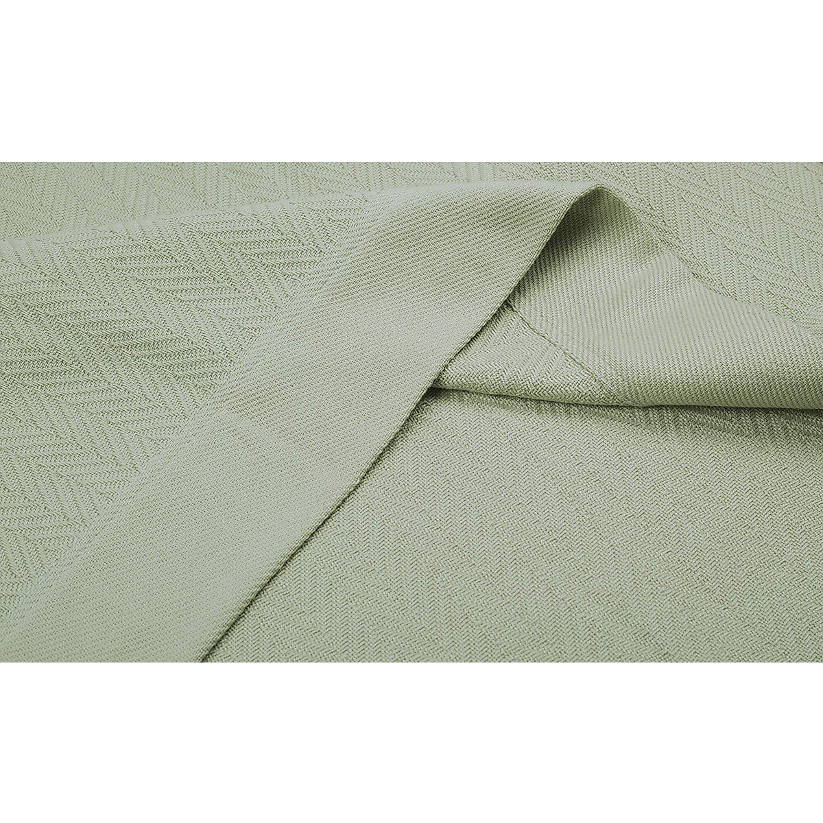 Threadmill Luxury Cotton King Size Blanket | All-Season Cozy Cotton Blankets for King Size Bed | Herringbone Soft Lightweight Fall Thermal Blanket fits California King Size Bed 106 x 92 | Sage Green