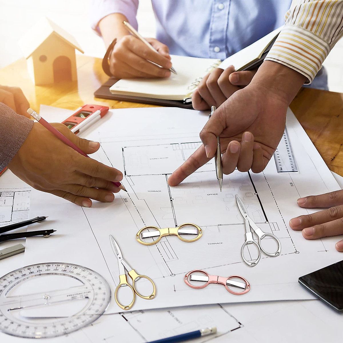 Stainless Steel Scissors Anti Rust Folding Scissors Glasses Shaped Mini Shear for Home and Travel Use (6)