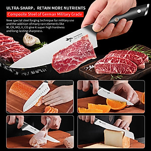 MAD SHARK Knife Set, Professional 5 Piece Kitchen Chef Knife Set, German High Carbon Stainless Steel Ultra Sharp Knives Sets, Ergonomic Handle 2.0 Home Cooking Perfect Cutlery Set Gift