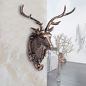 Fdit Towel Hook Hook, Wall Hook, Hanging Hook, Deer Head Hook Rustic Wall Hanger Bathrooom for Home Livingroom for Office(Deer Head (Antique Gold))