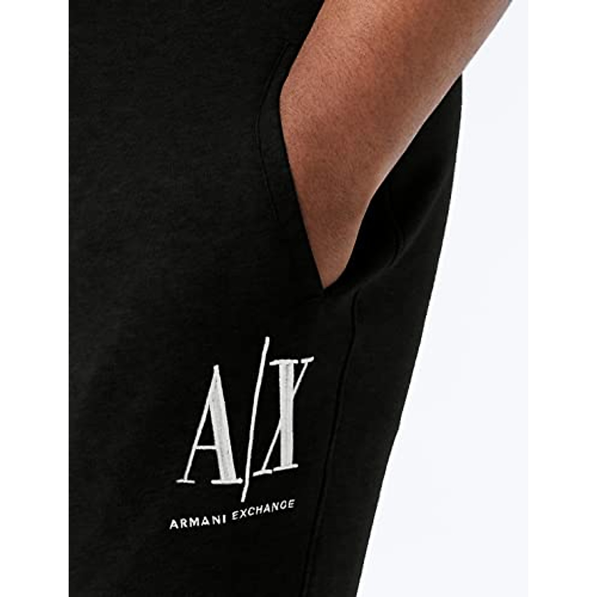 A|X ARMANI EXCHANGE mens Icon Project Embroidered Jogger Casual Pants, Black, Large US