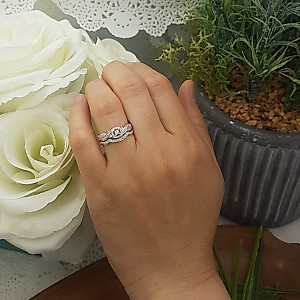 Dazzlingrock Collection 0.30 Carat (ctw) Sterling Silver Round Diamond Ladies Swirl Bridal Engagement Ring Set 1/3 CT, Size 7.5