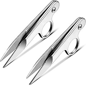 2 Pieces Sewing Scissors Thread Snippers Mini Trimming Nippers Small Embroidery Shears with Protective Rubber Sleeve for Various Materials Fishing Line DIY Sewing Tailoring Dressmaking Crafting