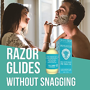 Pre Shave Oil for Men - Shaving Oil Made with Natural Oils - Good for Close Shave and Smooth Shave - Suitable for Sensitive Skin - Use on Face or Head - Classic Barbershop Scent - 60ml
