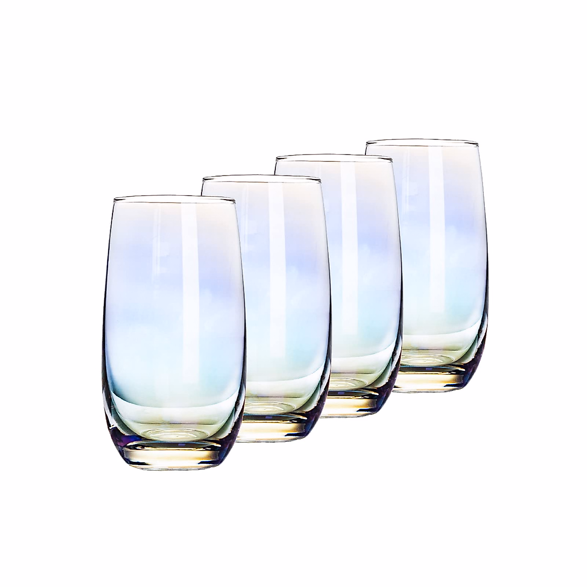 LamChyar Drinking Glasses, Iridescent Highball and Water Glasses, for Water, Juice, Beverage(4 Pcs)