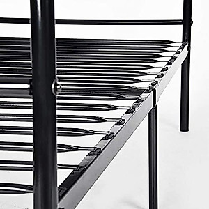 Voilamart Twin Metal Bed Frames with Storage, Single Bed with Headboard and Footboard, 6 Legs Bed Frame Platform No Box Spring Needed,Twin Bed Frame Set for Kids (Black)