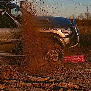 LILYPELLE Off Road Traction Boards, 2PCS Recovery Tracks Traction Mat for 4x4 Vehicle Truck SUV Car Offroad Sand Snow Mud Emergency Tire Traction Pads, Red