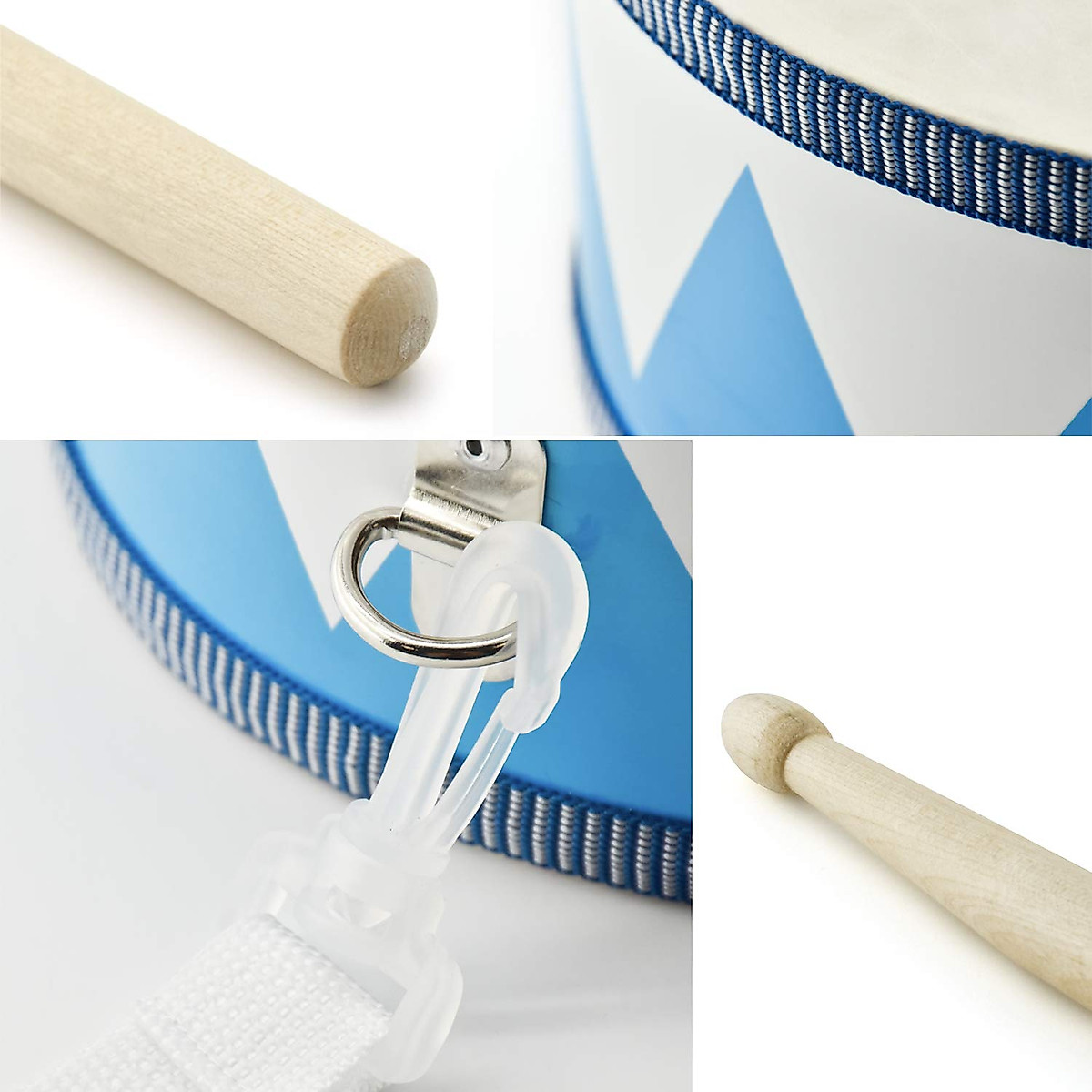 MUSICUBE Kids Drum Set 8-Inch Wooden Drum Toys with an Adjustable Strap and 2 Drumsticks Educational Baby Musical Toys Drum Sensory Musical Instrument Toys for Toddler Boys & Girls Gift Packing