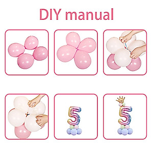 DUILE 32"Large Size Rainbow Number 1 Balloon Set Children's Birthday Party Aluminum Foil Balloon Set (5)