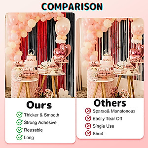 Merear Backdrop for Party Decorations, 3 Pack Black and Red Foil Fringe Curtains Party Decor 8.2 * 3.3 FT Tinsel Streamers Birthday Party Decorations Photo Fringe Backdrop for Party, Graduation