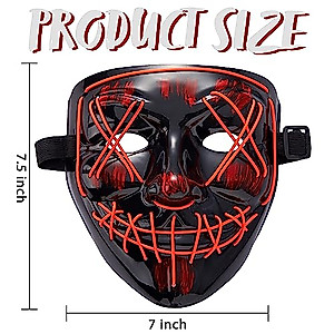 JOYIN Halloween Led Light Up Scary Mask and Gloves for Cosplay Costume (Red), 3 Modes Glow in The Dark Mask for Boys Girls