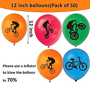 50Ct Bicycle Latex Balloons - BMX Bike Game Birthday Baby Shower Wedding First Birthday Party Supplies Decorations Favors Sports Home Outdoor Decor