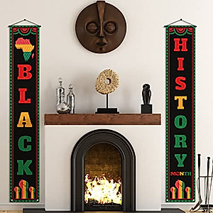 Black History Month Front Door Banner February Black Pride Juneteenth Indoor Outdoor Porch Wall Yard Mantle Fireplace Decoration