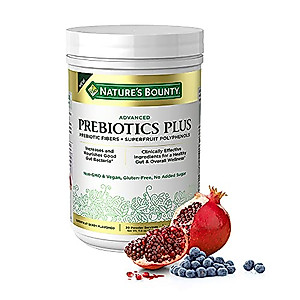 Nature's Bounty Advanced Prebiotics Plus Powder with Fibers and Polyphenols with Jerusalem Artichoke Extract, Oat Beta Glucan and Superfruit Extracts, 11.6 Oz