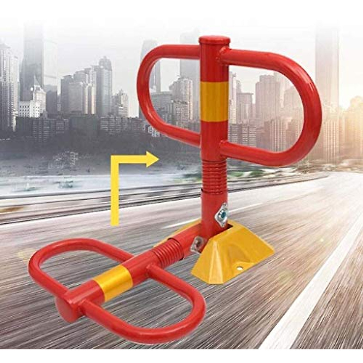 Parking Lock,Parking Barriers Lockable Metal Car Parking Lock Bezel,The Bezel and The Manual Parking Space-Saving,with Two Keys,As with a Reflecting Marker Bollard