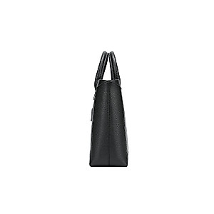 Daisy Rose Tote Shoulder Bag with Front Zipper - PU Vegan Leather - BLACK